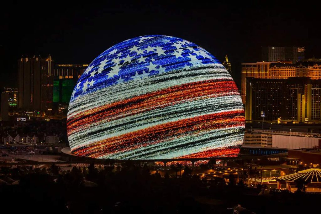 New massive LED sphere in Las Vegas lights up for the first time